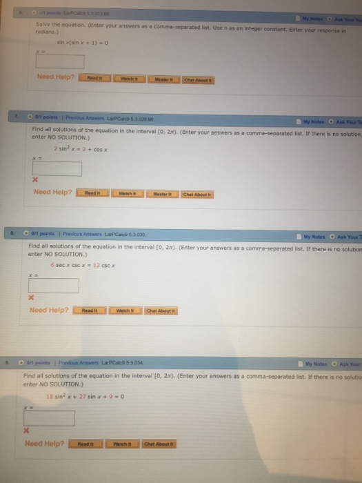Solved Solve the equation. (Enter your answers as a | Chegg.com