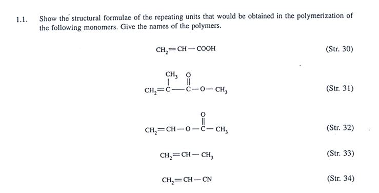 Solved Show the structural formulae of the repeating units | Chegg.com