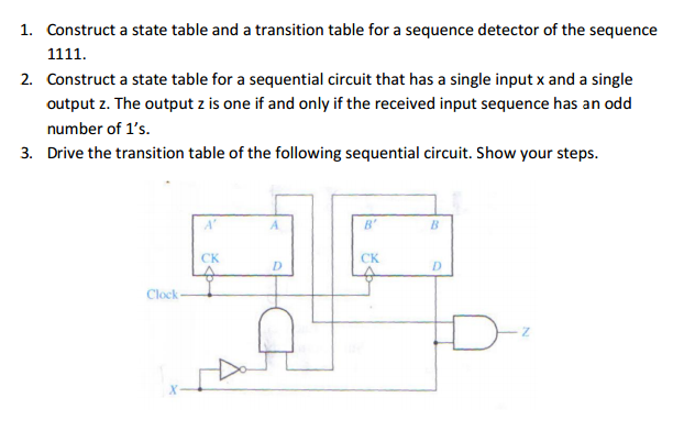 Solved Construct A State Table And A Transition Table For A