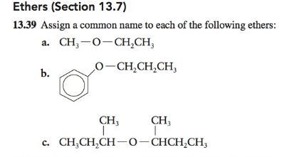 Solved Ethers (Section 13.7) 13.39 Assign a common name to | Chegg.com