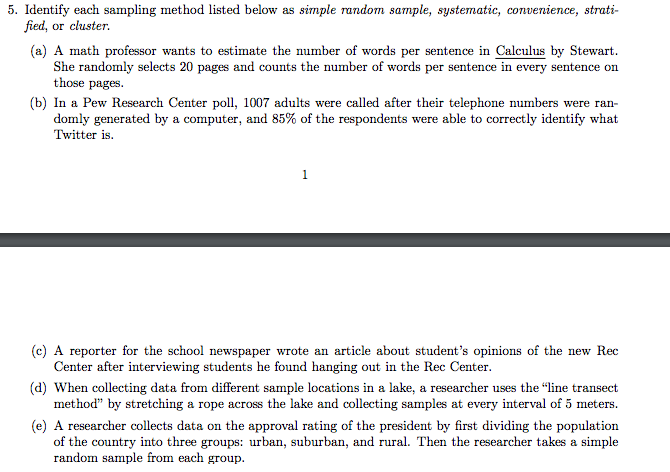 Solved Identify each sampling method listed below as simple | Chegg.com