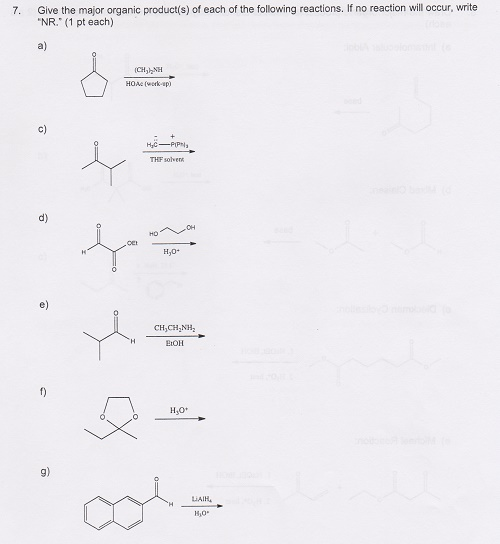 Solved 7. Give the major organic product(s) of each of the | Chegg.com