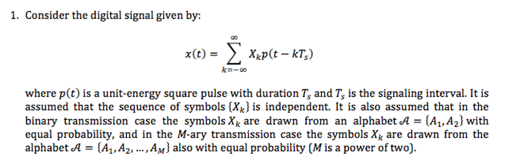 Solved Determine the power density spectrum of the digital | Chegg.com