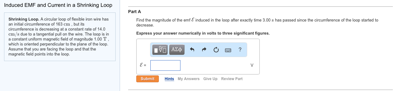 Solved Shrinking Loop. A circular loop of flexible iron wire | Chegg.com