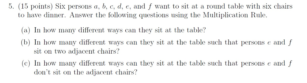 Solved 5. (15 points) Six persons a, b, c, d, e, and f want | Chegg.com
