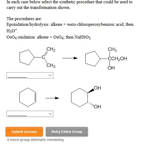 Solved In each case below select the synthetic procedure | Chegg.com