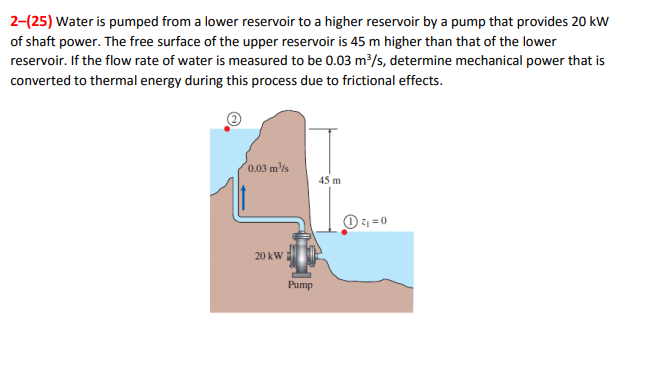 Solved 2-(25) Water is pumped from a lower reservoir to a | Chegg.com