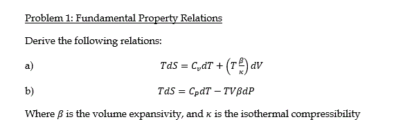 Solved Fundamental Property Relations Derive the following | Chegg.com