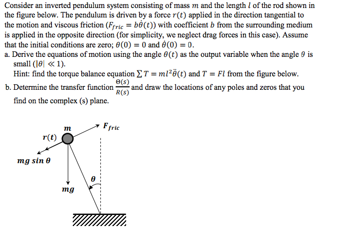 Consider an inverted pendulum system consisting of | Chegg.com