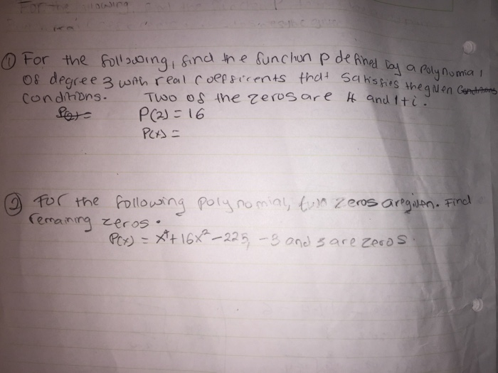 Solved For the following, find the function P defined by a | Chegg.com