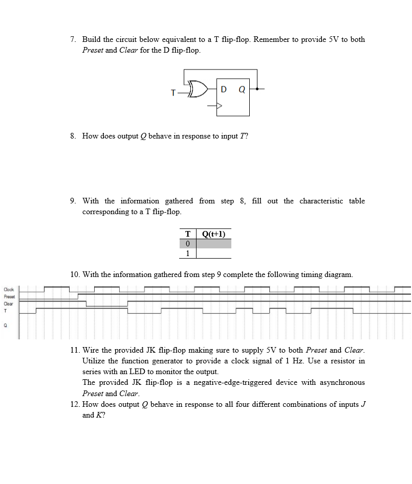 Solved Objective To reinforce how each flip-flop differs | Chegg.com