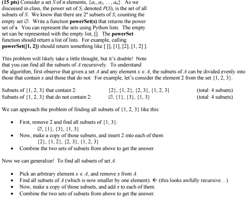Solved Consider a set S of n elements, {a_1, a_2, ..., a_n}. | Chegg.com