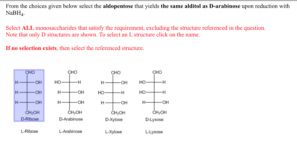 Solved From the choices given below select the aldopentose | Chegg.com