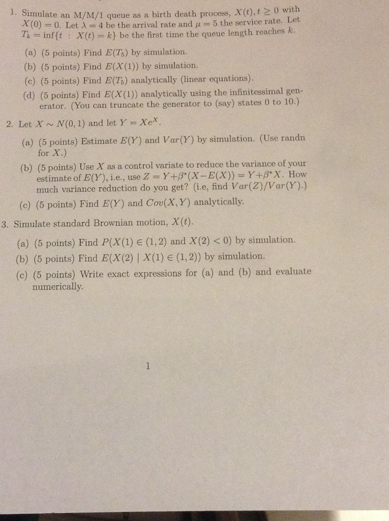 Solved Simulate an M/M/1 queue as a birth death process, | Chegg.com