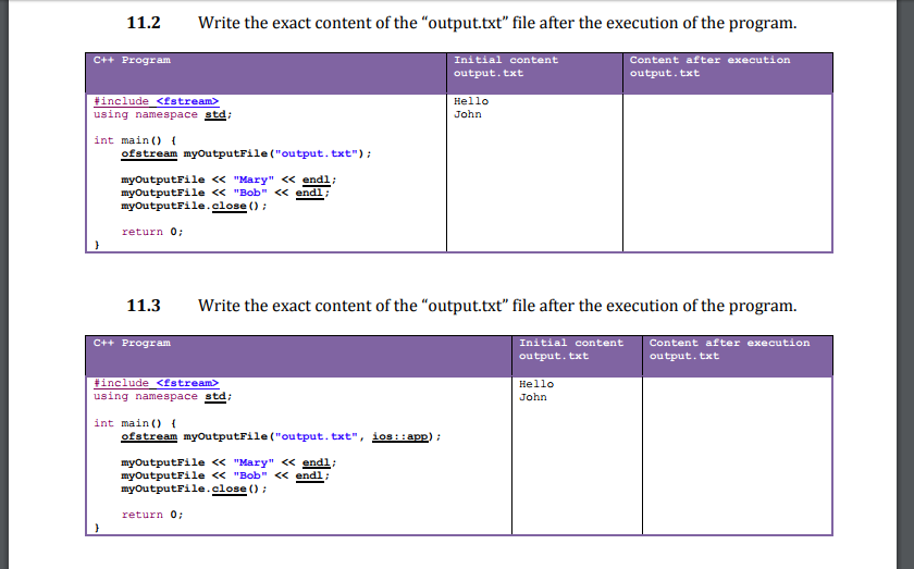 Solved what would be the Content after execution output.txt | Chegg.com