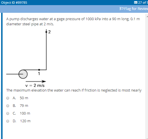 Solved Object ID #89785 27 of Flag for Review A pump | Chegg.com