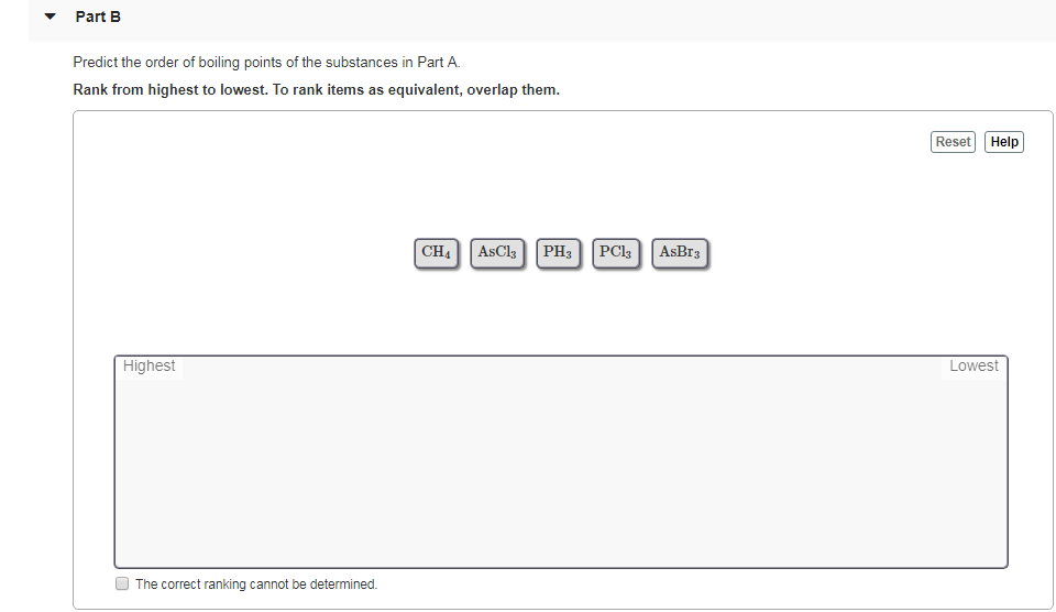 Solved Predict the order of boiling points of the substances | Chegg.com