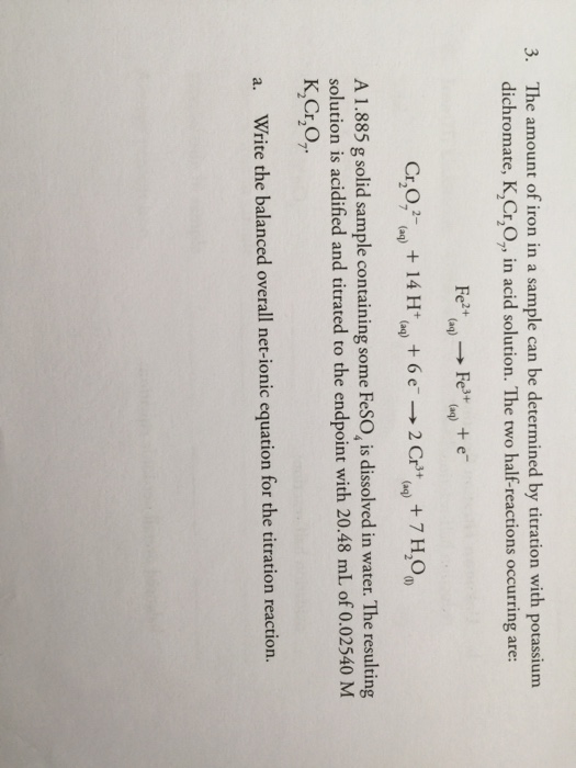 Solved The amount of iron in a sample can be determined by | Chegg.com