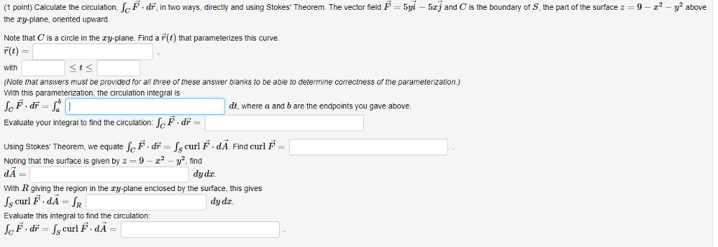 Solved point) Calculate the circulation, Jc F. dri, in two | Chegg.com