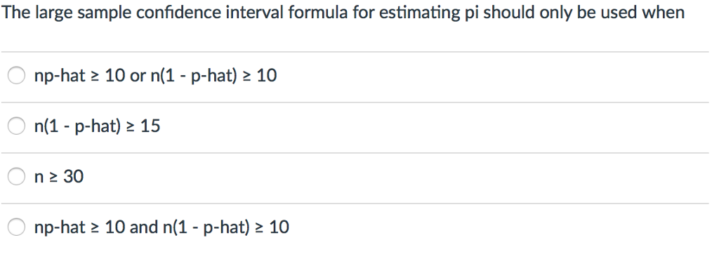 Solved The large sample confidence interval formula for | Chegg.com