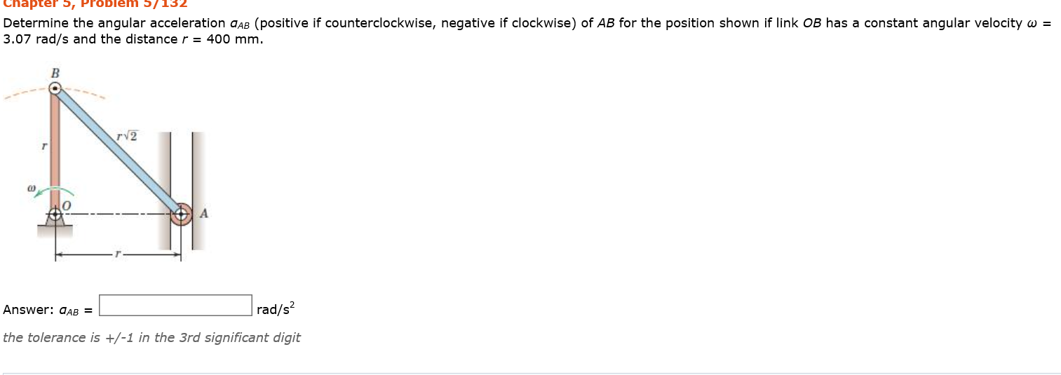 Solved Determine the angular acceleration o_AB (positive if | Chegg.com