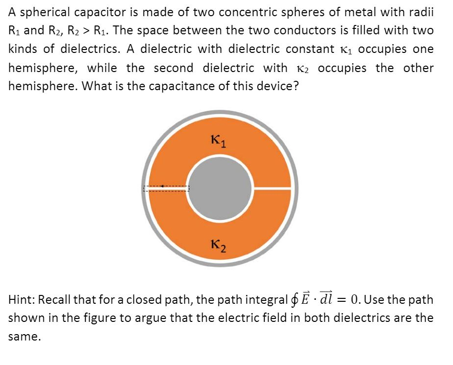 Solved A spherical capacitor is made of two concentric | Chegg.com