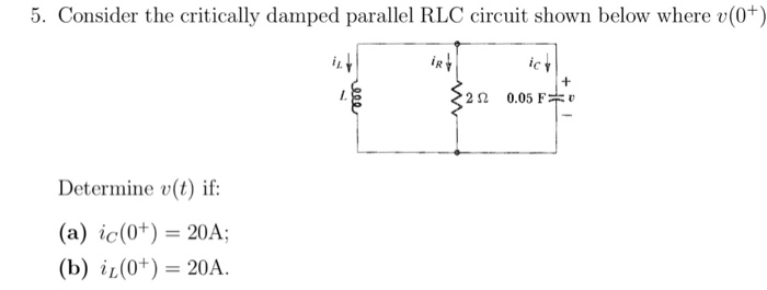 Solved Consider the critically damped parallel RLC circuit | Chegg.com