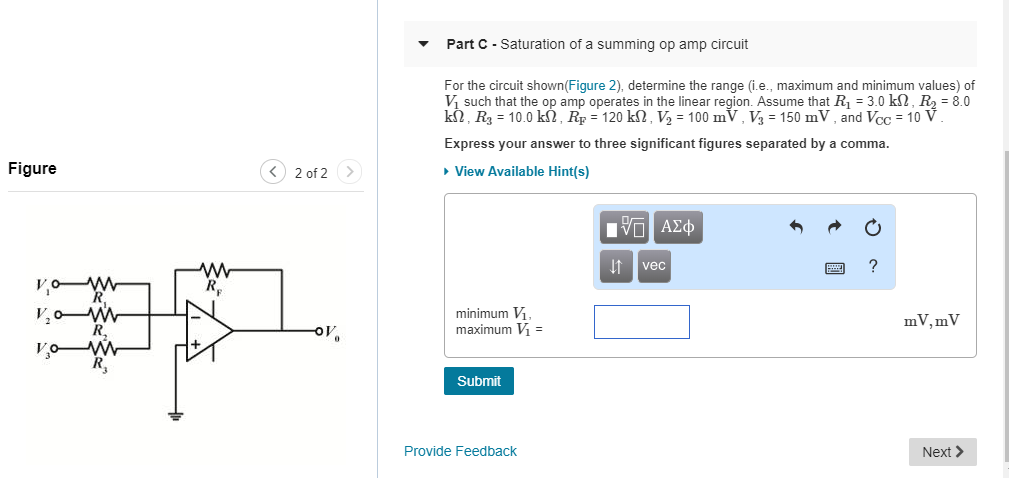 Solved Part C-Saturation of a summing op amp circuit For the | Chegg.com