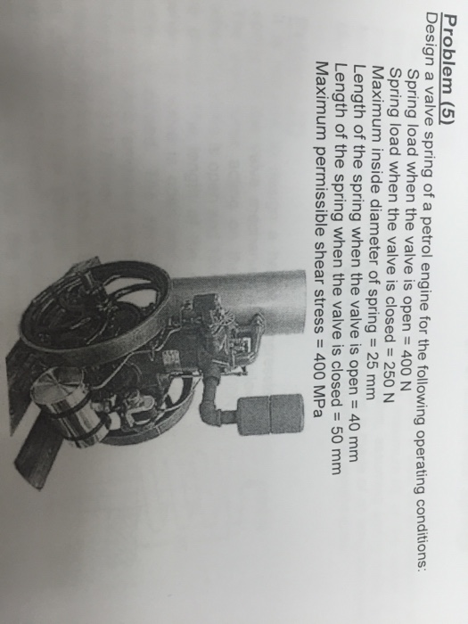 Solved Design a valve spring of a petrol engine for the | Chegg.com