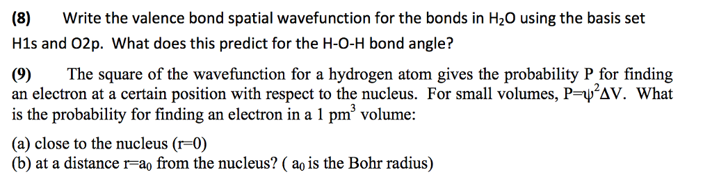 Write the valence bond spatial wavefunction for the | Chegg.com
