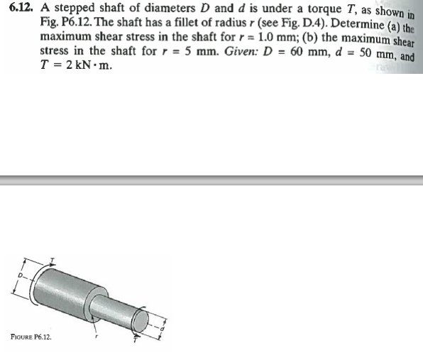 Solved A stepped shaft of diameters D and d is under a | Chegg.com