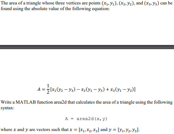 Solved The area of a triangle whose three vertices are | Chegg.com