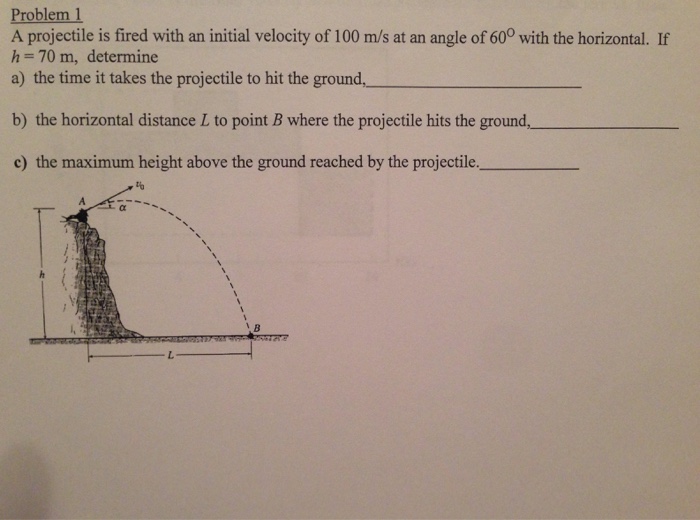 Solved A projectile is fired with an initial velocity of 100 | Chegg.com