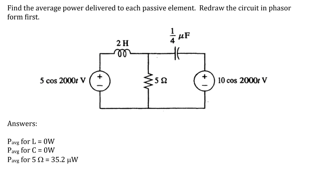 Solved Find the average power delivered to each passive | Chegg.com