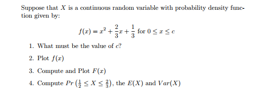 Solved Suppose that X is a continuous random variable with | Chegg.com