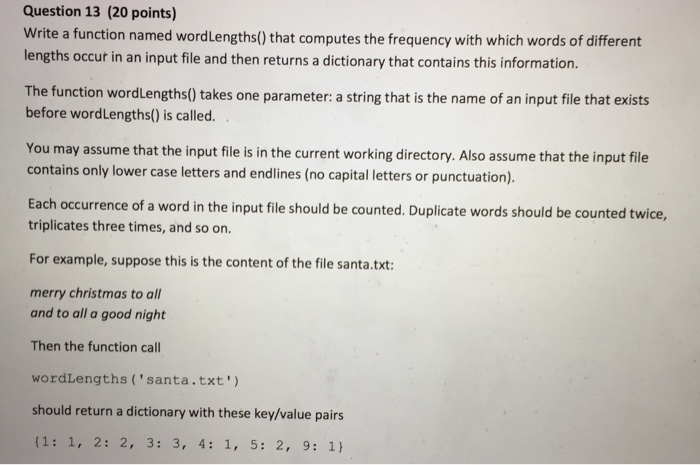 Solved Write a function named wordLengths() that computes | Chegg.com