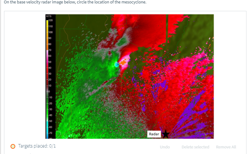 Solved On the base velocity radar image below, circle the | Chegg.com