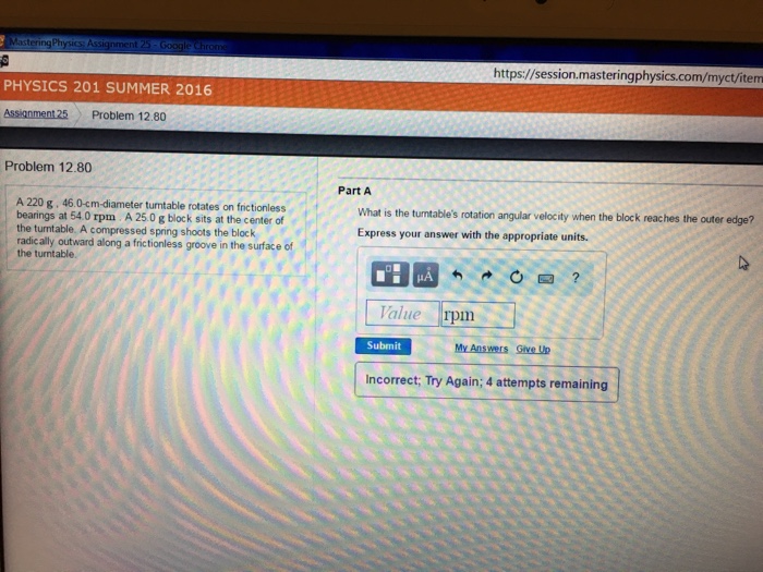 Solved A 220 G 46 0 Cm Diameter Turntable Rotate On