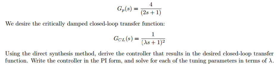 Direct Synthesis method for determining transfer | Chegg.com