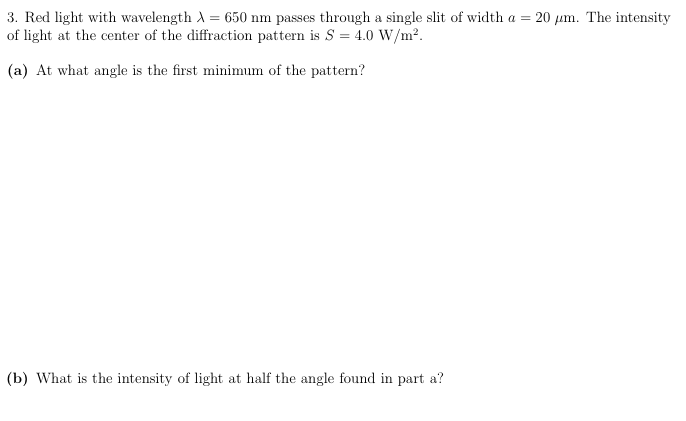 Solved Red light with wavelength h lambda = 650 nm passes | Chegg.com