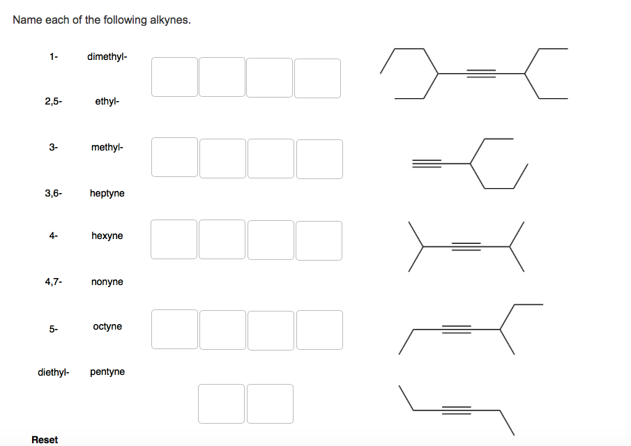 Solved Name each of the following alkynes. | Chegg.com Solved Name each of the following alkynes. | Chegg.com