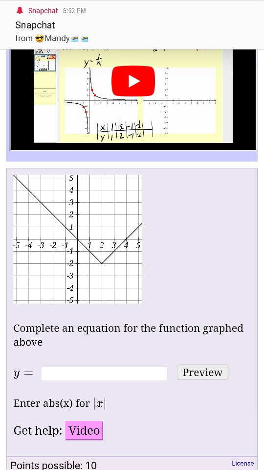 Solved Snapchat 6:52 PM Snapchat from Mandy 4 3 2 Complete | Chegg.com