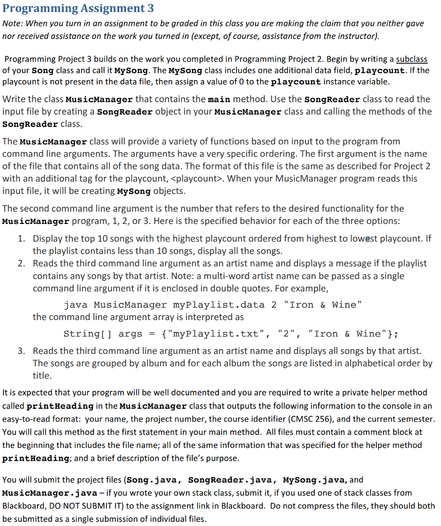 Programming Assignment 3 Note: When you turn in an | Chegg.com
