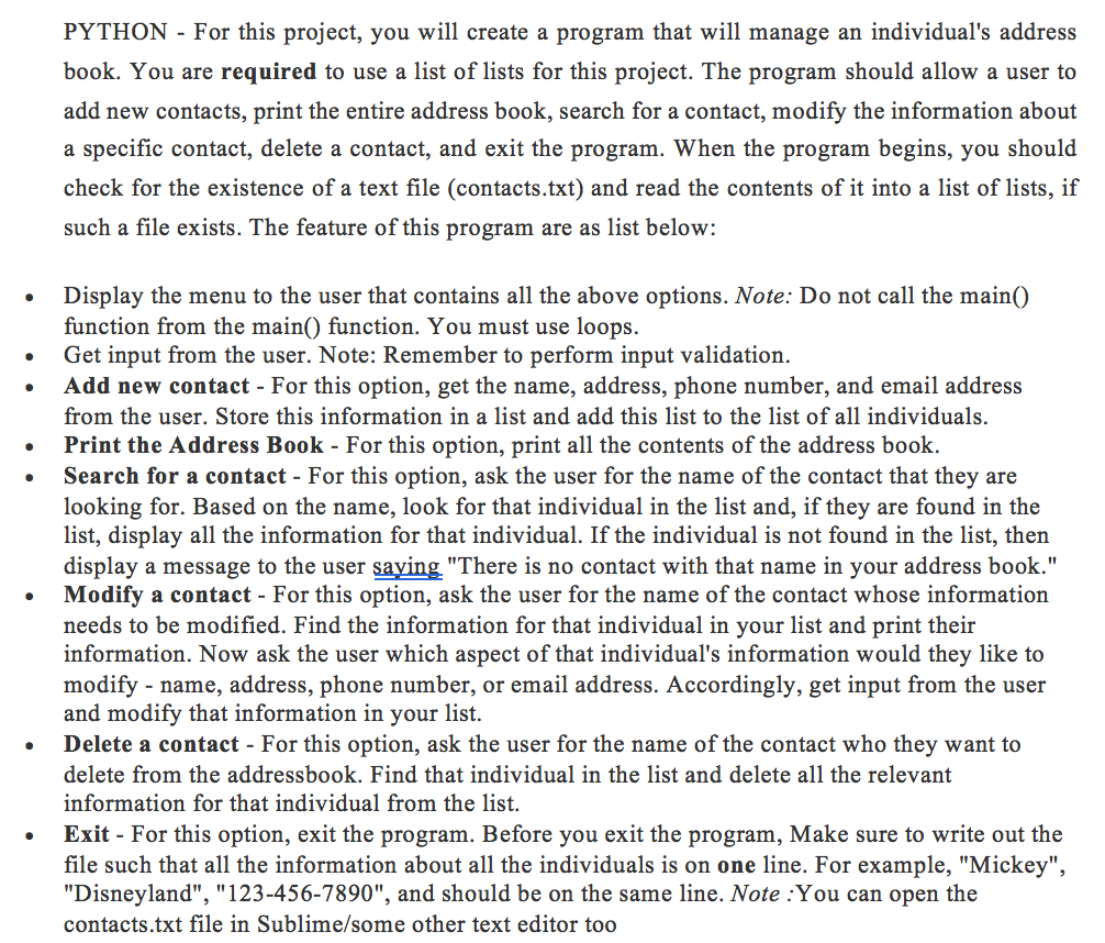 Address Book Python Project at Alfredo Montano blog