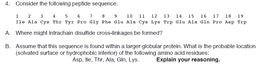 Solved Consider the following peptide sequence. Where might | Chegg.com