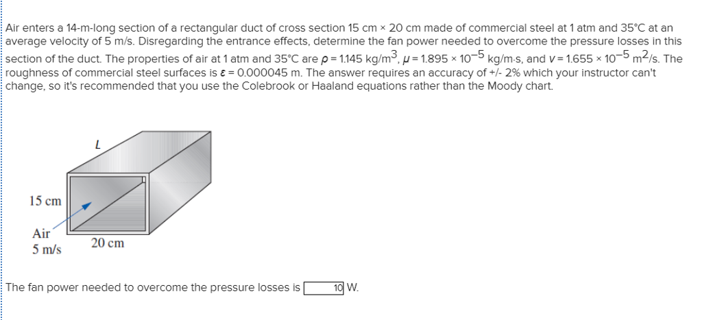 Solved Air enters a 14-m-long section of a rectangular duct | Chegg.com