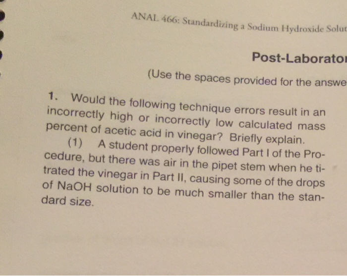 Solved Would the following technique errors result in an | Chegg.com