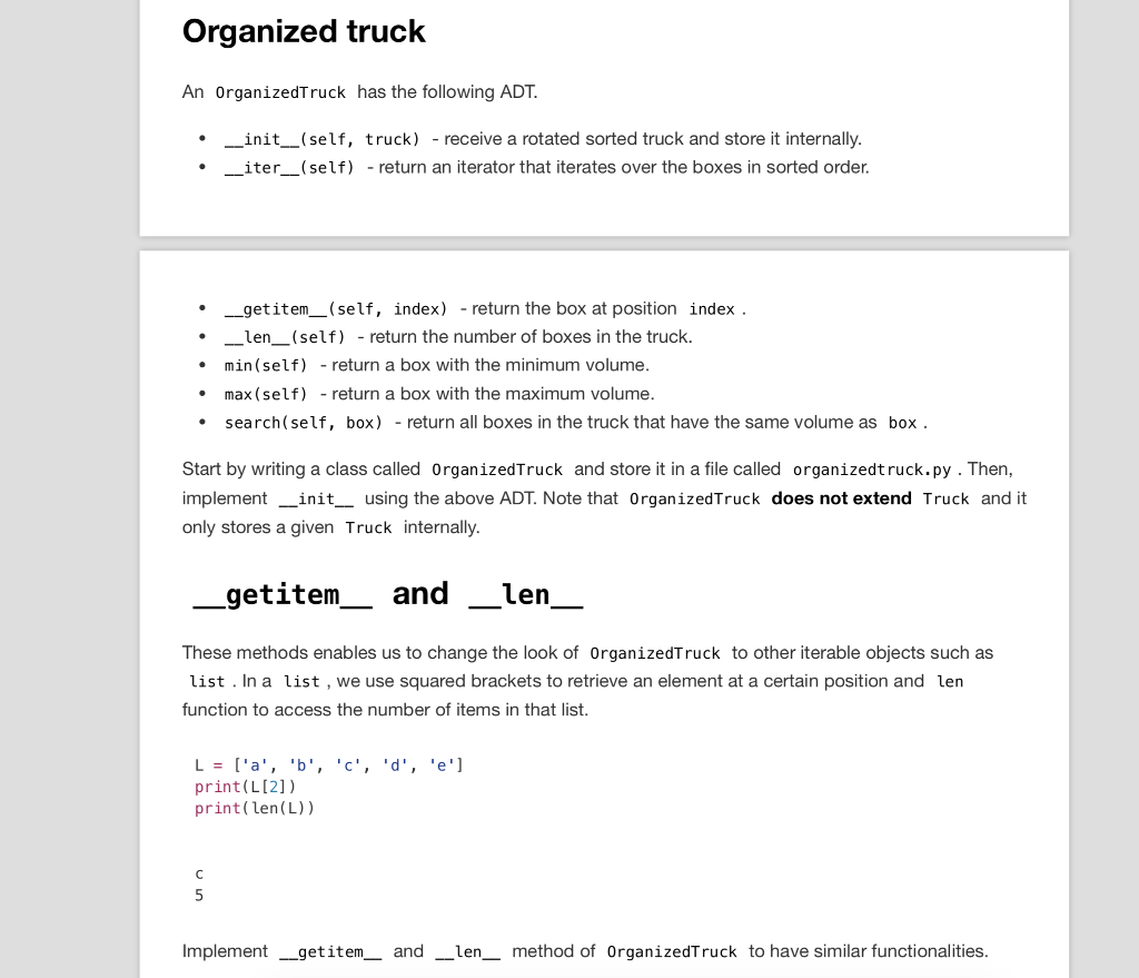 Organized Truck In this homework, you will implement | Chegg.com