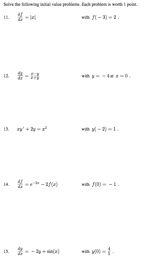Solved Solve the following initial value problems. Each | Chegg.com