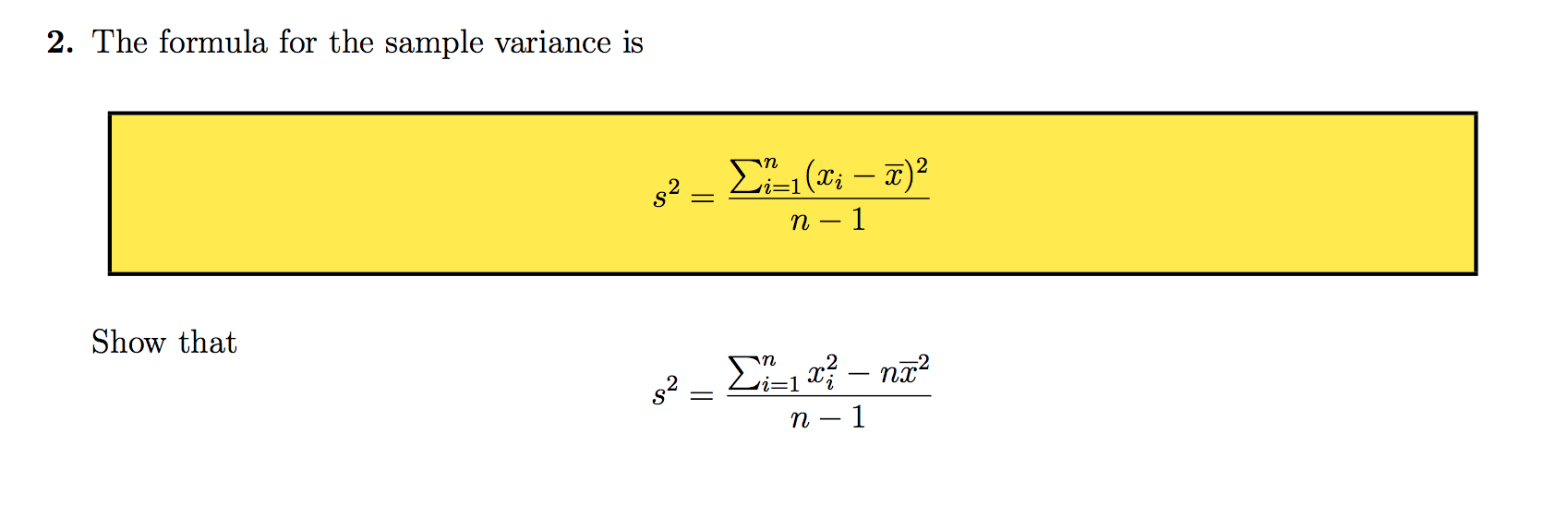 Sample Variance Formula